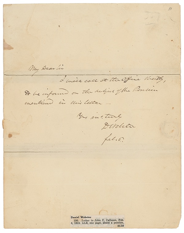 Daniel Webster Handwritten Letter Signed | RR Auction