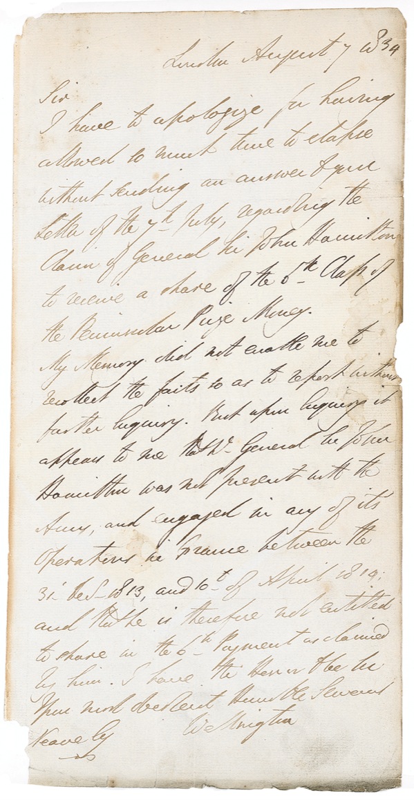 Duke of Wellington Handwritten Letter Signed | RR Auction
