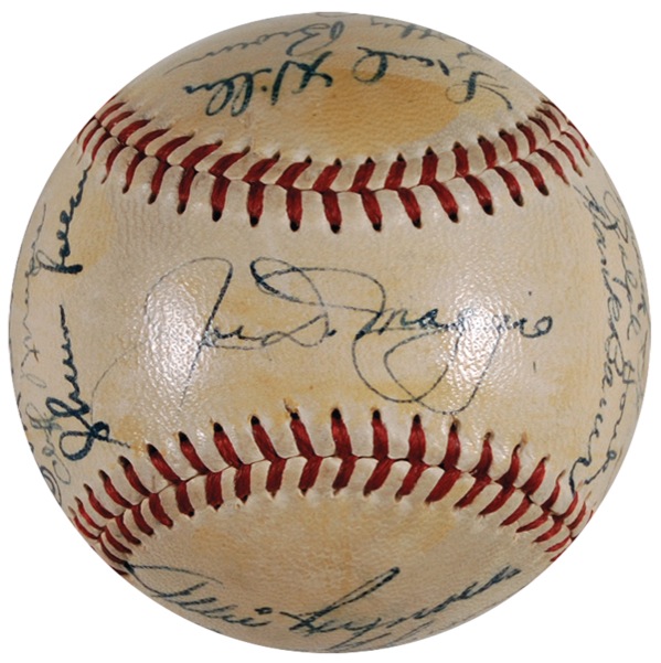 NY Yankees: 1948 Yankees ball signed by 20, including DiMaggio,