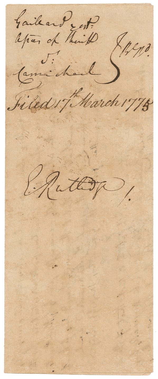 Declaration of Independence: Rutledge, Edward Endorsement | RR Auction