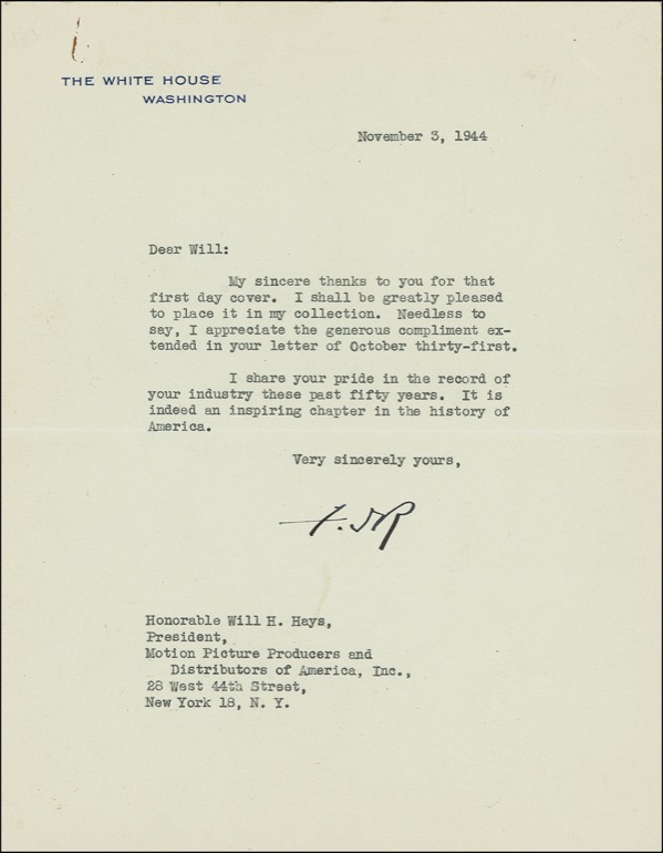 Franklin D. Roosevelt: STAMP ACT: FDR sends a philatelic letter to