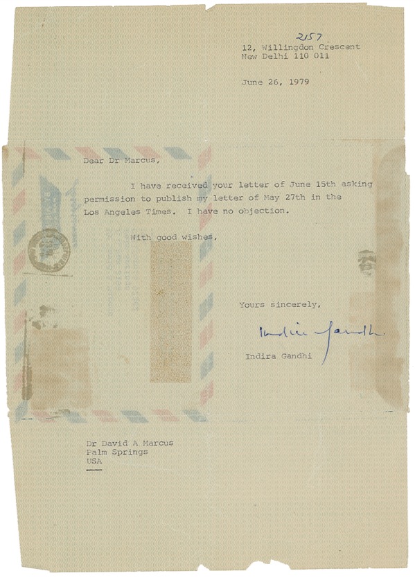 Indira Gandhi Typed Letter Signed | RR Auction