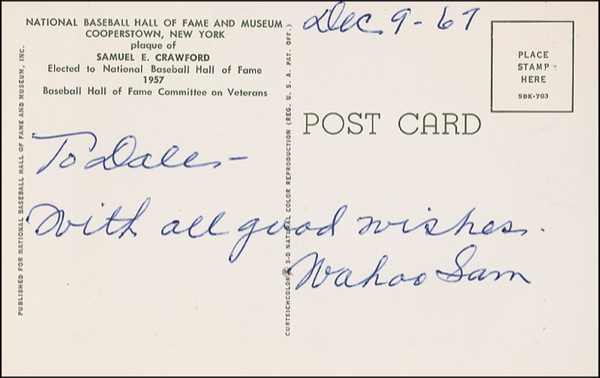 Baseball Hall of Fame Plaque: “Wahoo” Sam Crawford Hall Of