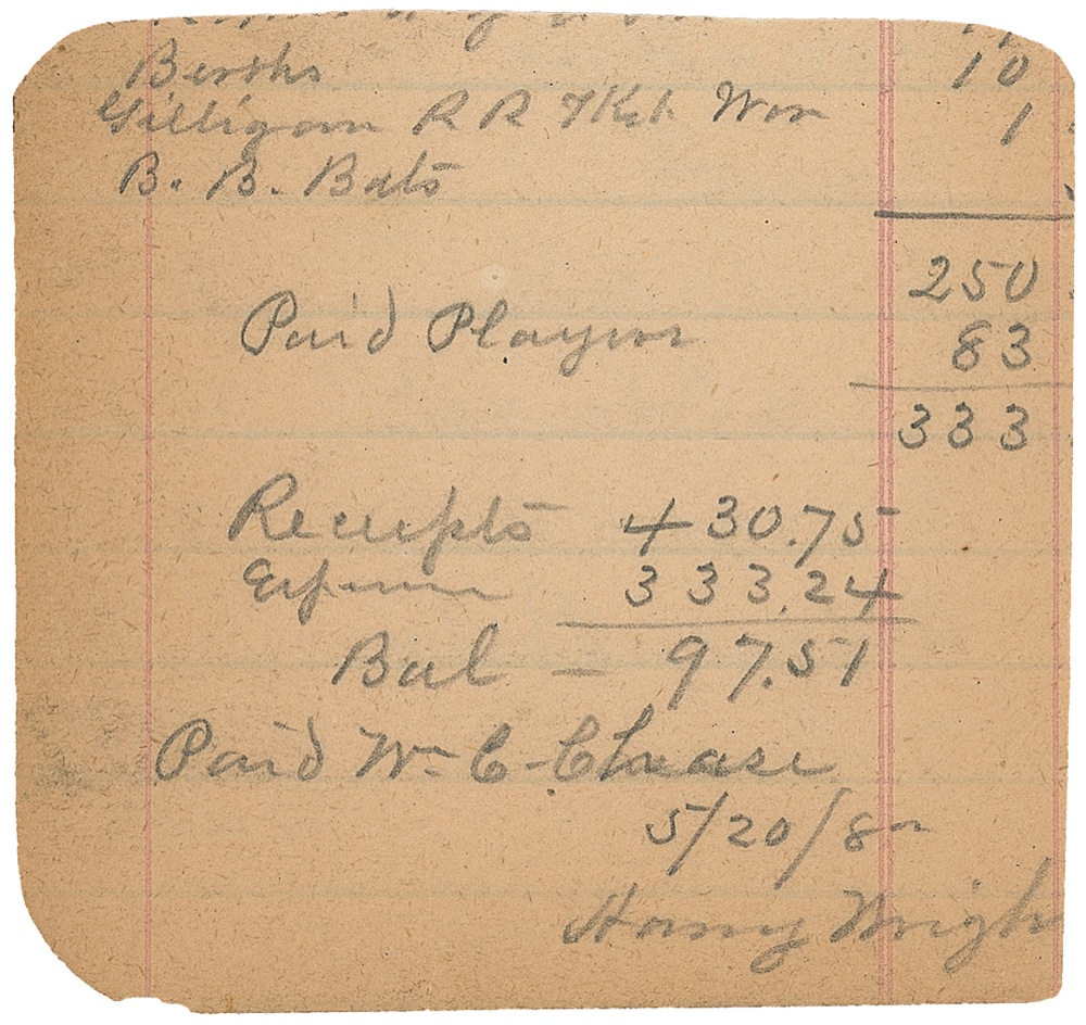Harry Wright Signed Document | RR Auction