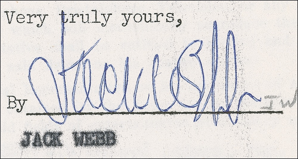 Jack Webb Signed Document | RR Auction