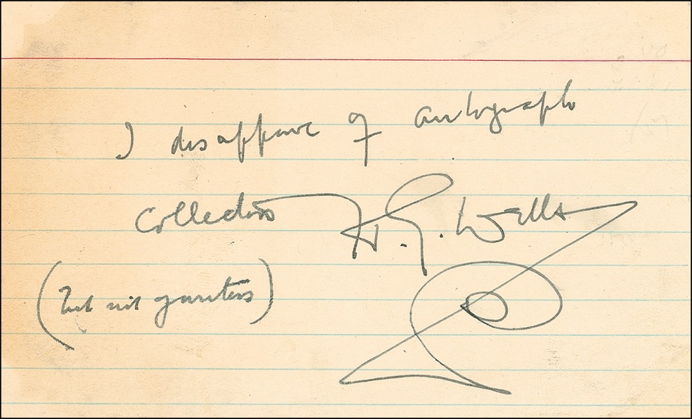 H. G. Wells: “I disapprove of autograph collectors” | RR