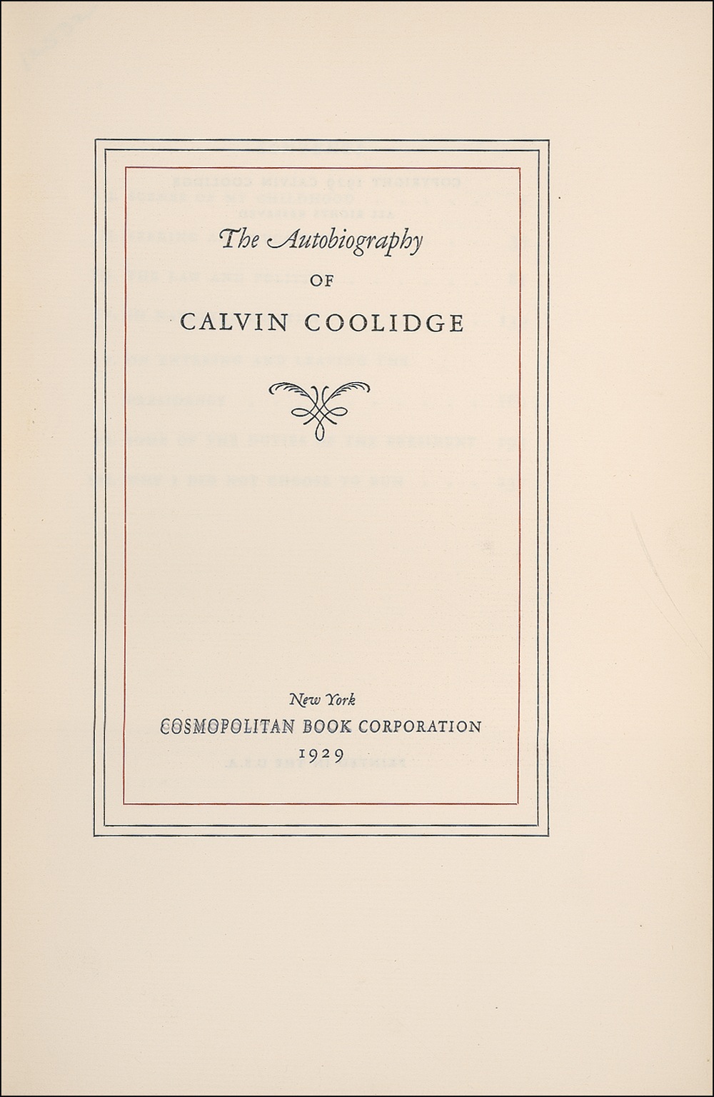Calvin Coolidge Book | RR Auction