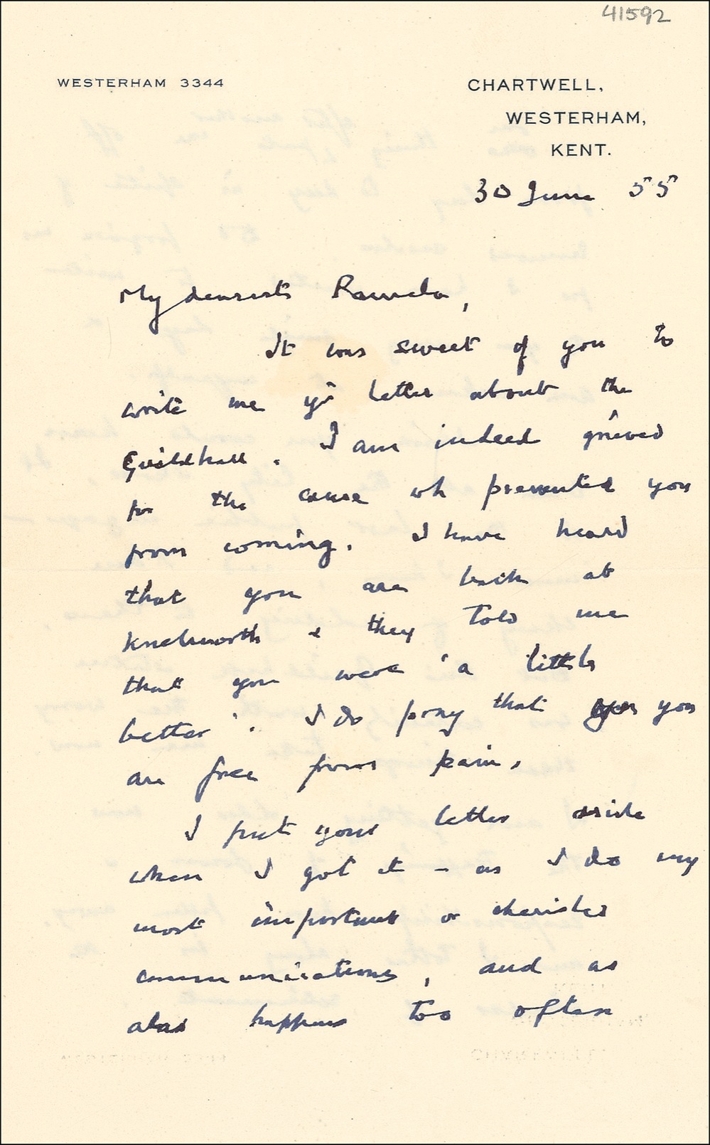 Winston Churchill: Endearing and boldly written message to his