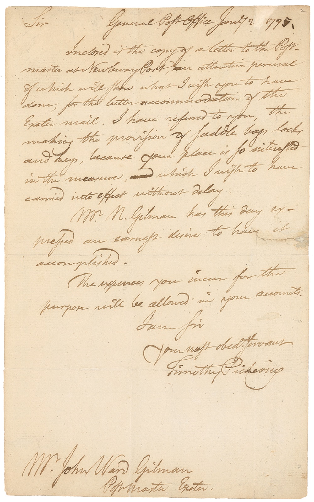 Timothy Pickering Handwritten Letter Signed | RR Auction