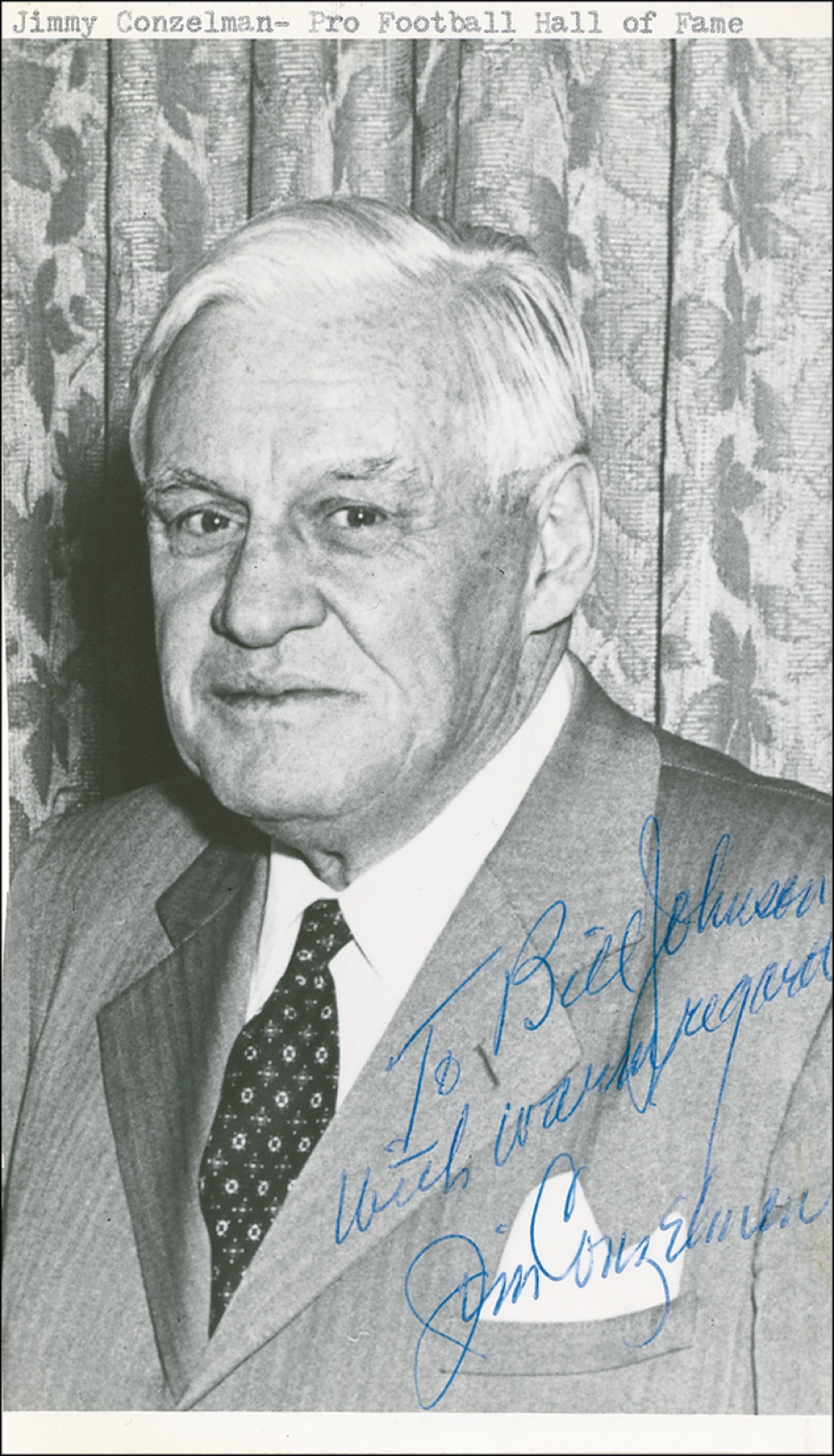 Jim Conzelman Signed Photograph | RR Auction
