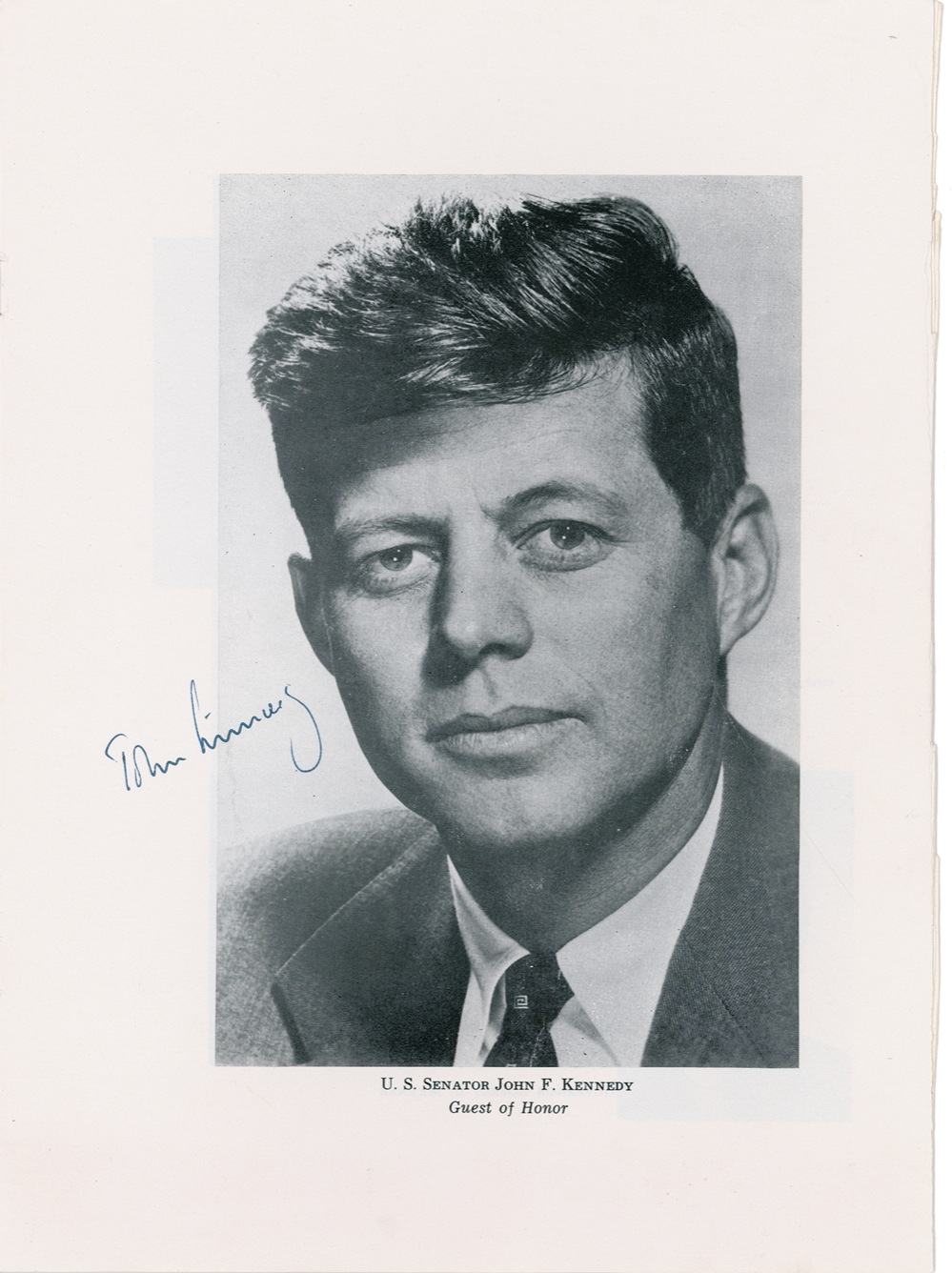 John F. Kennedy: Kennedy boldly signs a 1956 Democratic Party keepsake