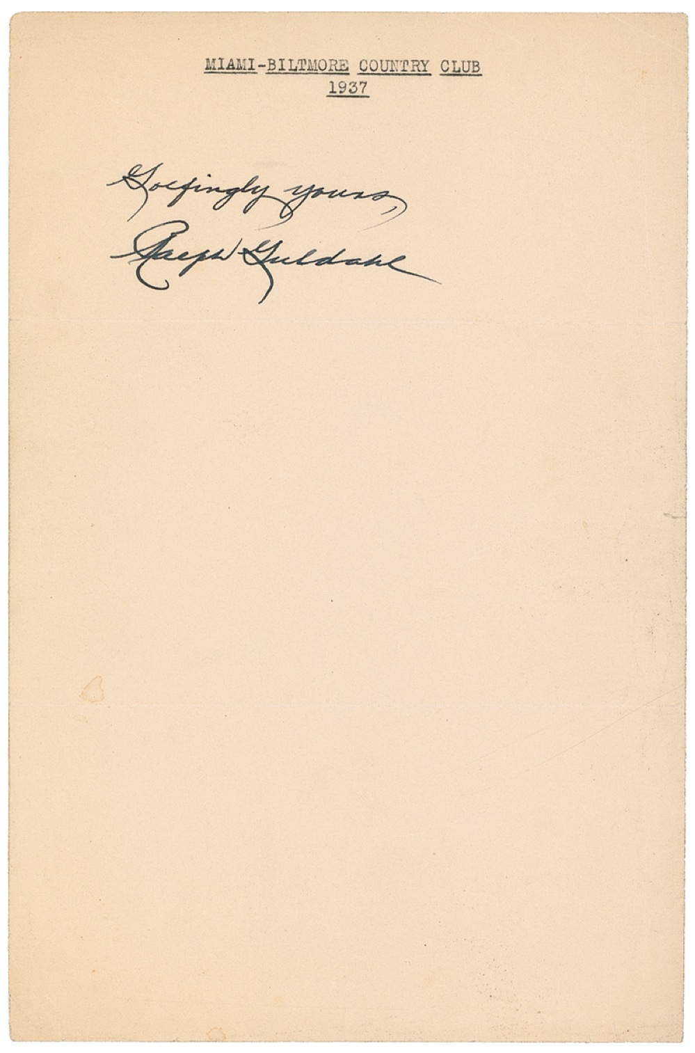 Ralph Guldahl Signature | RR Auction