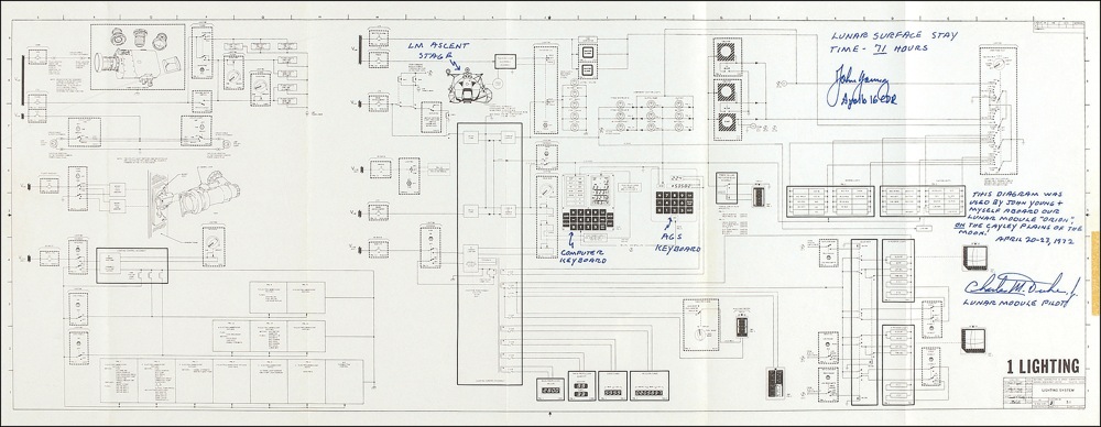 Apollo 16: Apollo 16 flight-flown lighting schematic, certified as