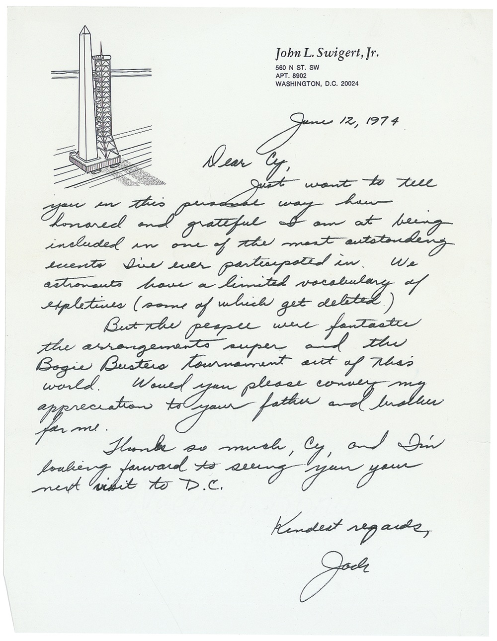 Jack Swigert: Swigert has trouble finding the appropriate words,