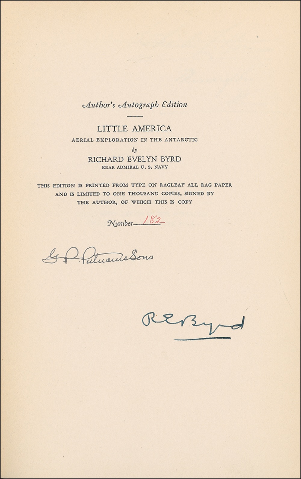 Richard E. Byrd Book | RR Auction
