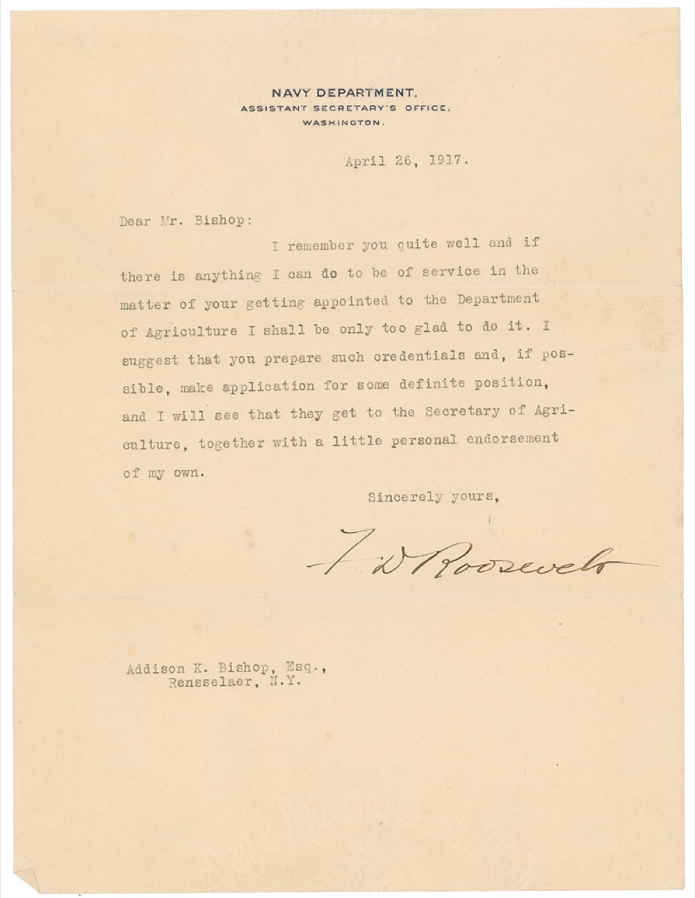Franklin D. Roosevelt Typed Letter Signed | RR Auction
