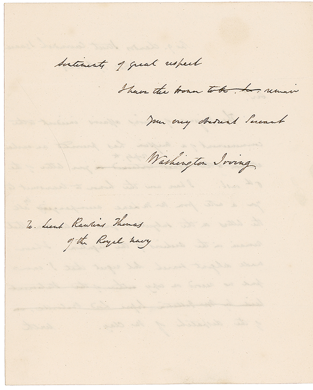 Washington Irving: Irving the politician misplaces a letter from Henry