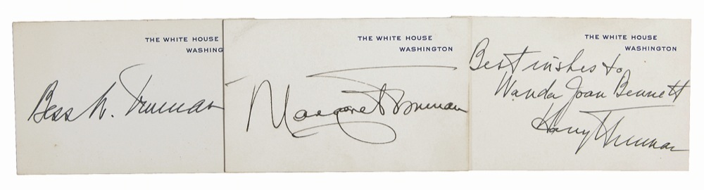 Harry, Bess, and Margaret Truman White House Cards | RR Auction