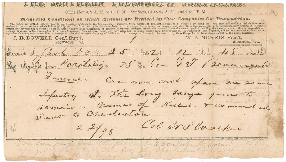 P. G. T. Beauregard: Beauregard sends troops to Pocataligo | RR