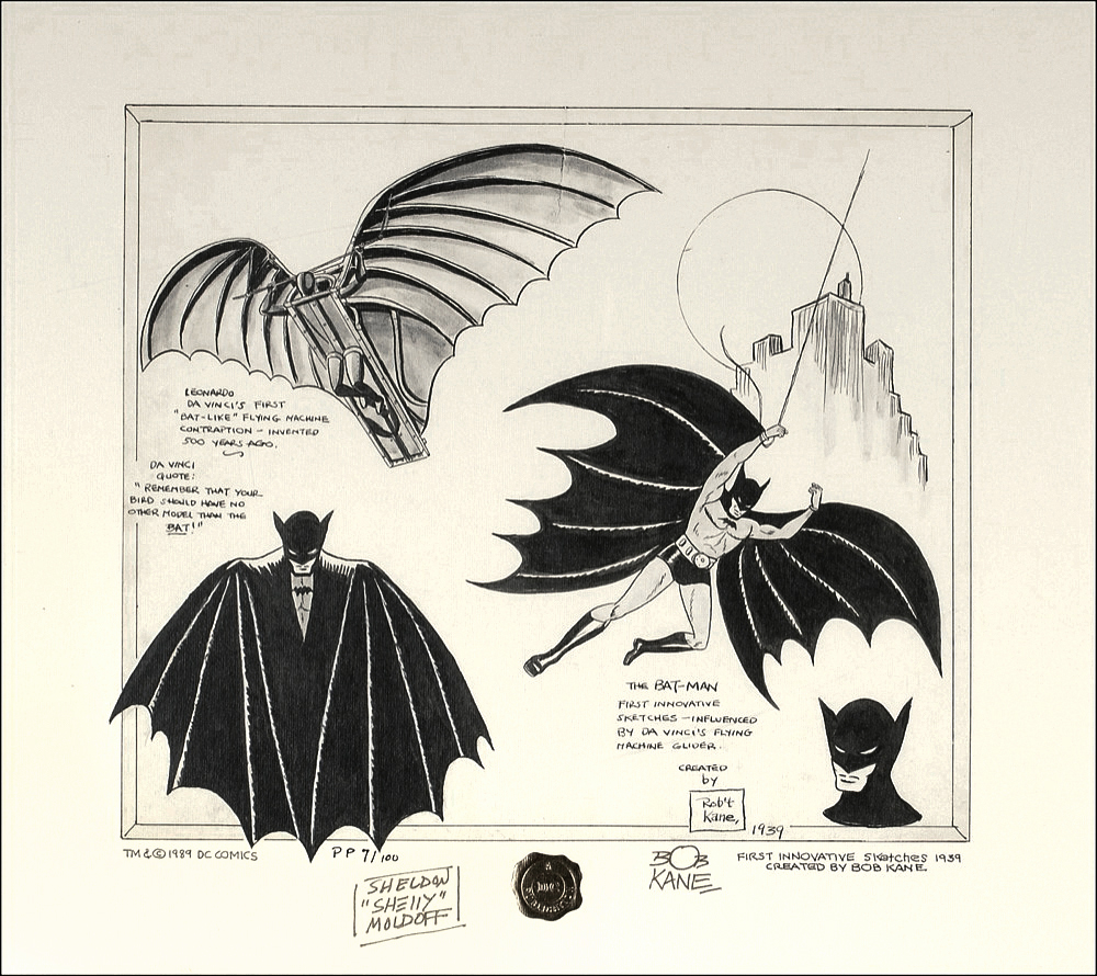 Bob Kane: Limited edition Batman lithograph signed by Kane and his
