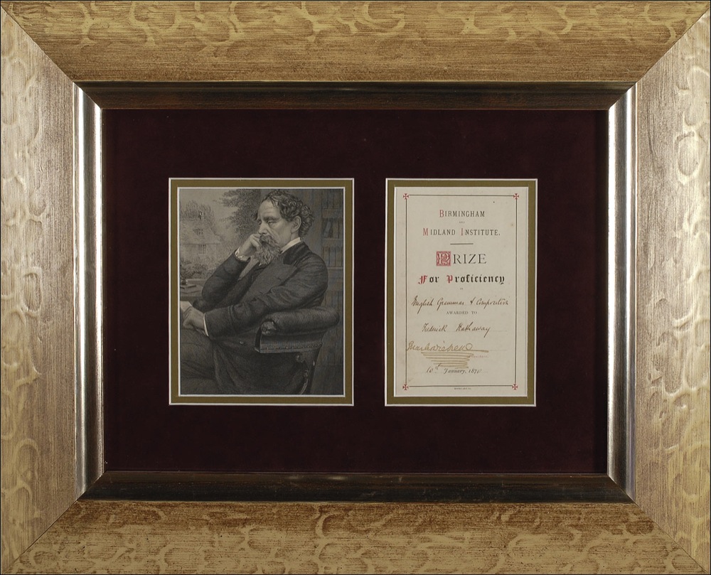 Charles Dickens: Dickens signs a certificate for “proficiency in