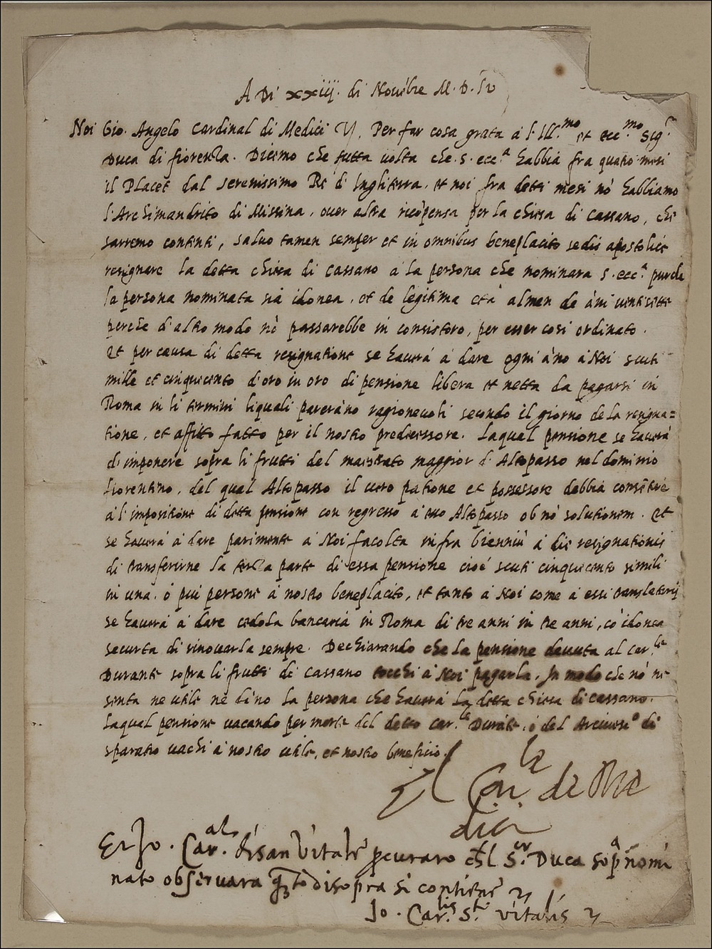 Pope Pius IV Signed Document | RR Auction