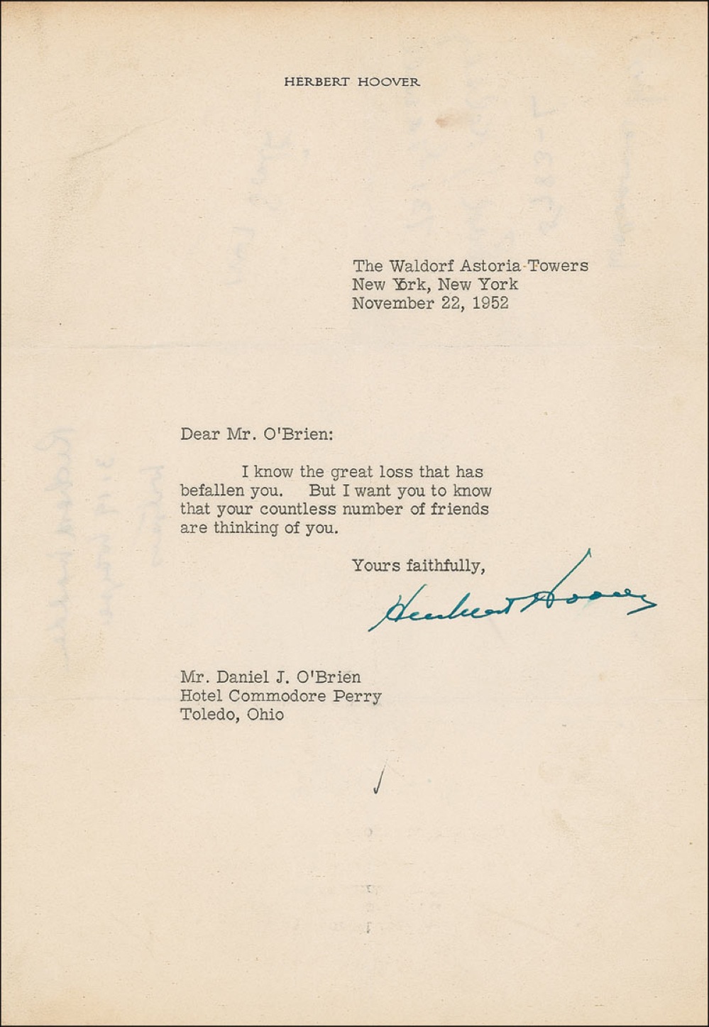 Herbert Hoover Typed Letter Signed | RR Auction