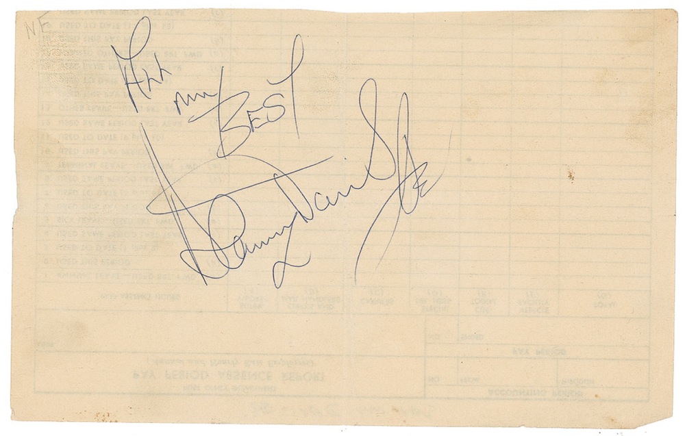 Sammy Davis, Jr Signature | RR Auction