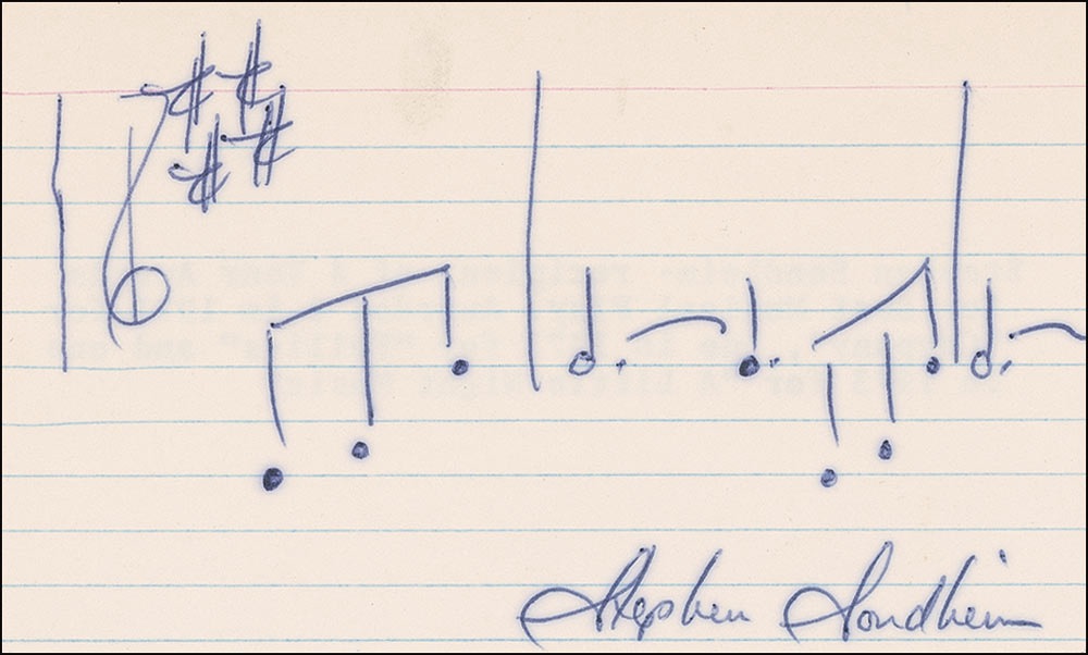 Stephen Sondheim Signed Musical Quote | RR Auction