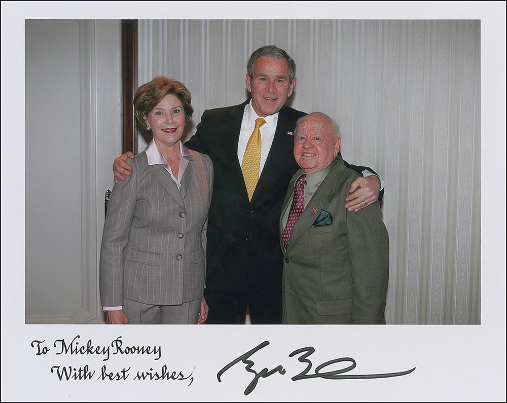 George W. Bush: “To Mickey Rooney, With best wishes, George W.