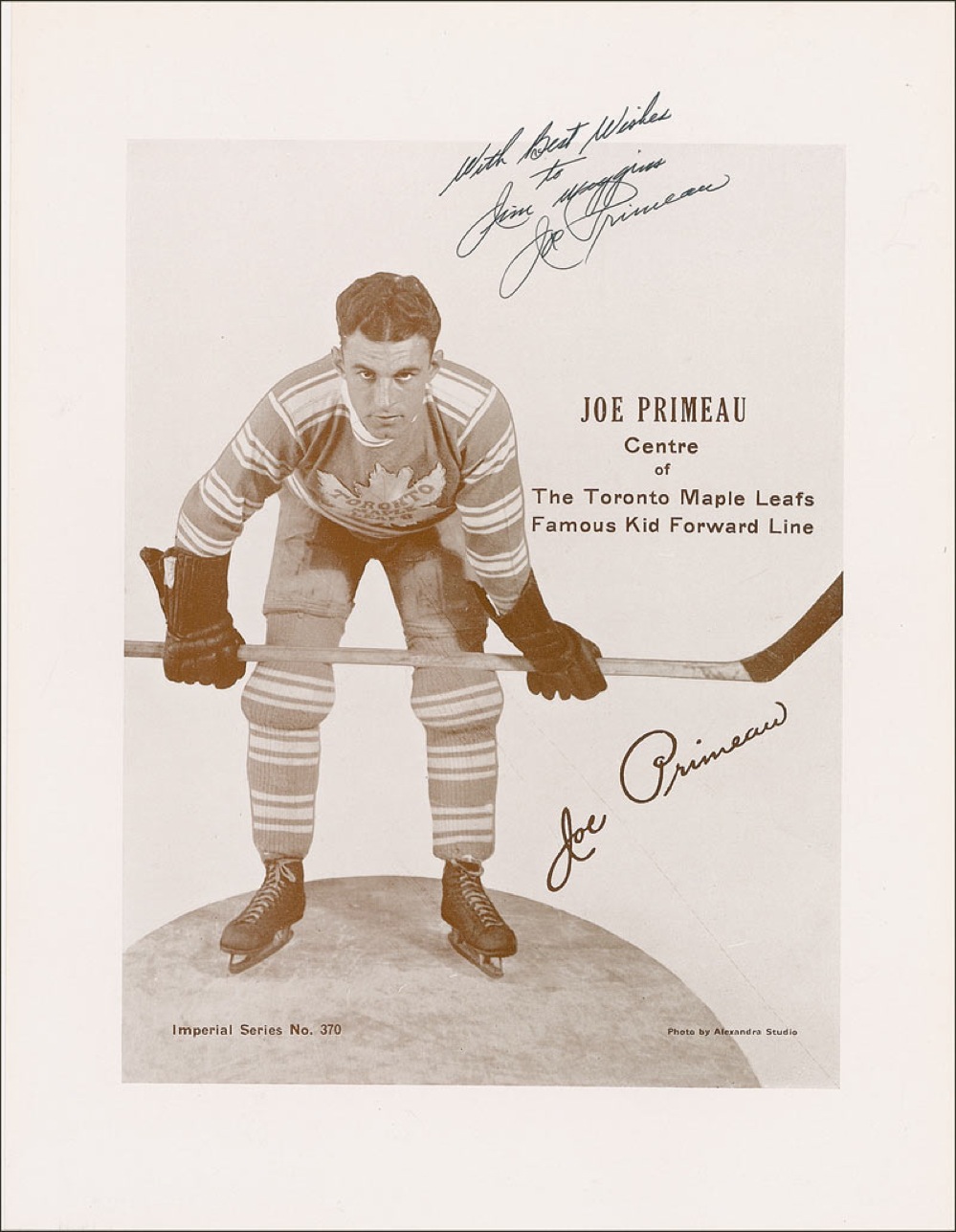 Joe Primeau Signed Photograph | RR Auction
