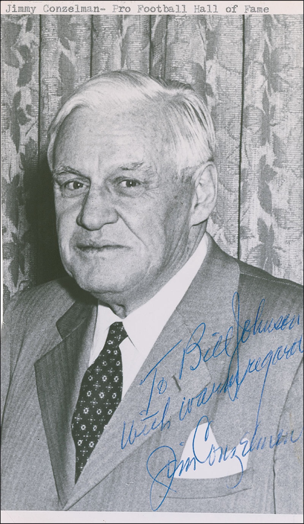 Jim Conzelman Signed Photograph | RR Auction