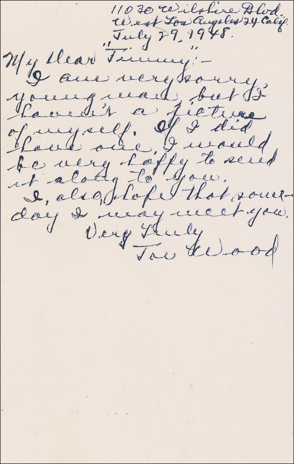 Joe Wood Handwritten Letter Signed | RR Auction