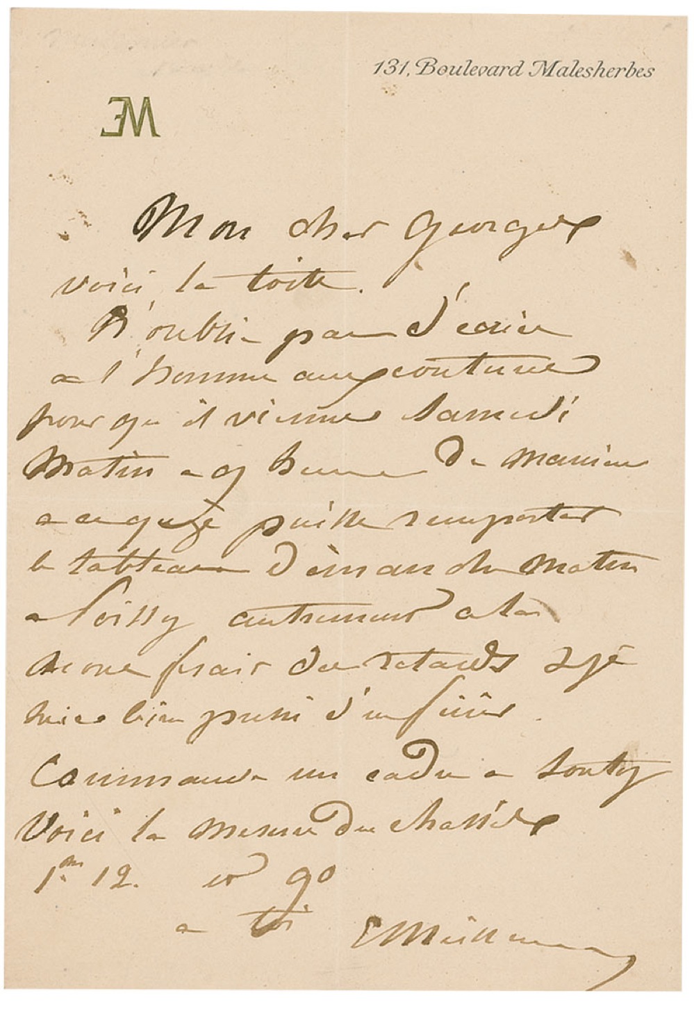 Jean Louis Ernest Meissonier Handwritten Letter Signed | RR Auction