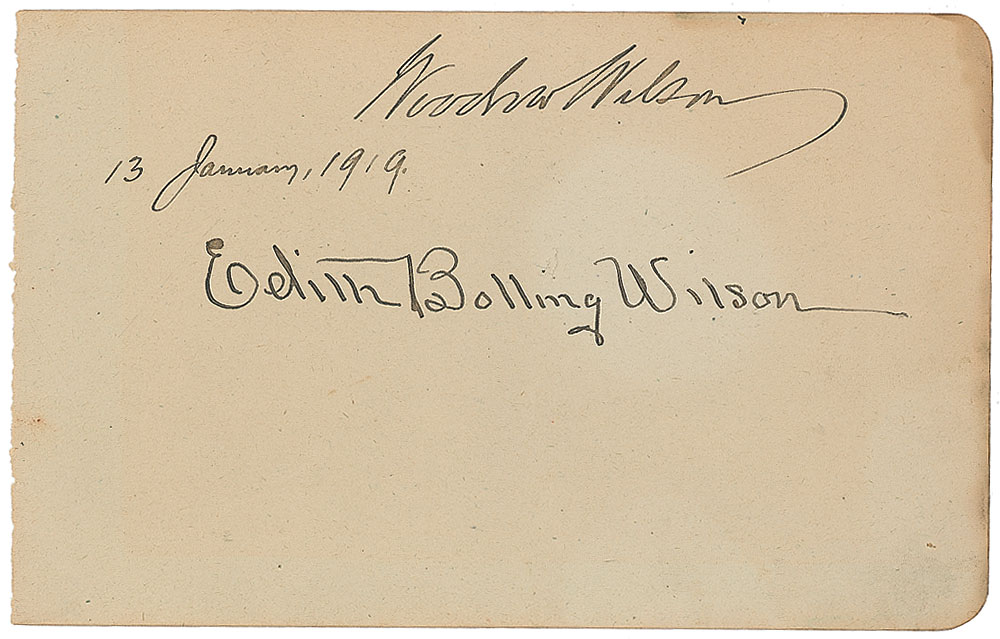 Woodrow and Edith Bolling Wilson Signatures | RR Auction