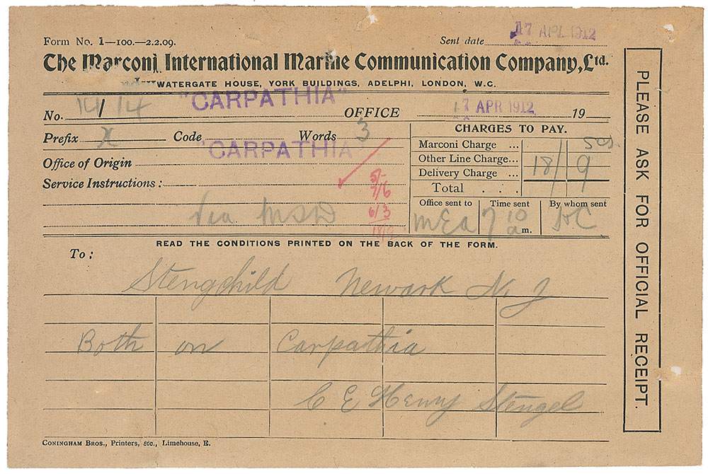 Marconigram: Charles Stengel | RR Auction