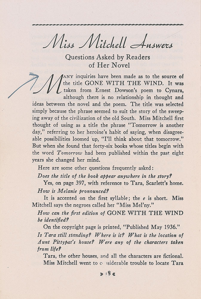 Gone With the Wind: Margaret Mitchell | RR Auction