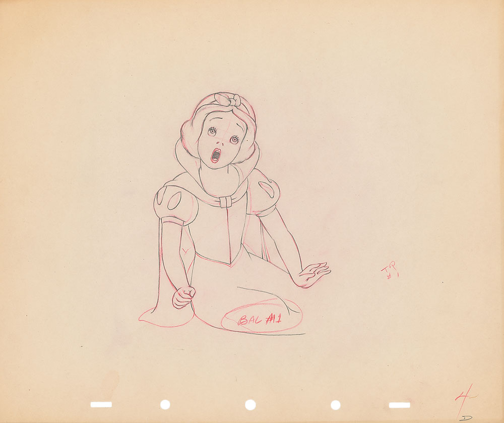 Snow White collection of (32) ‘rough’ animation drawings