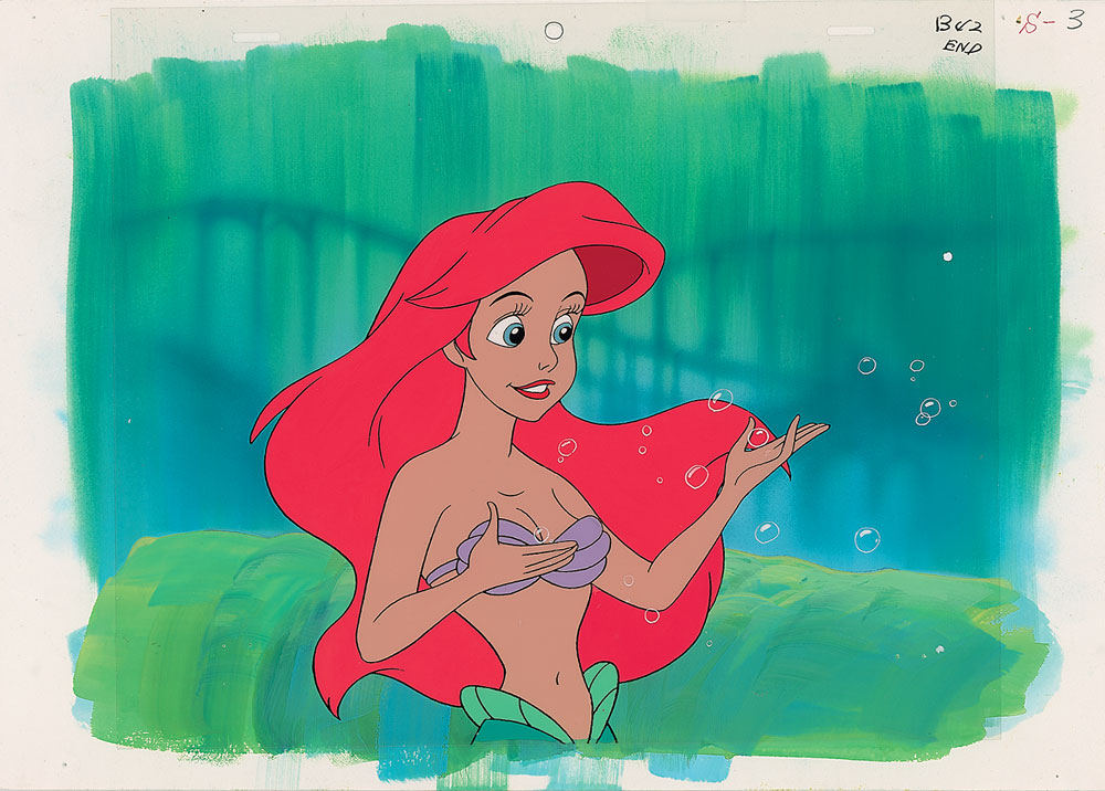 Ariel production cel and production background from The Little Mermaid