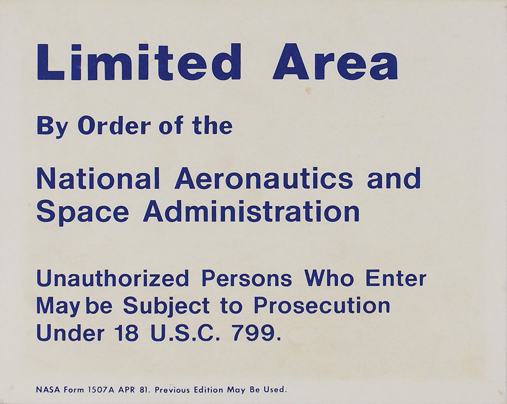 Space Shuttle Restricted Area Signs | RR Auction