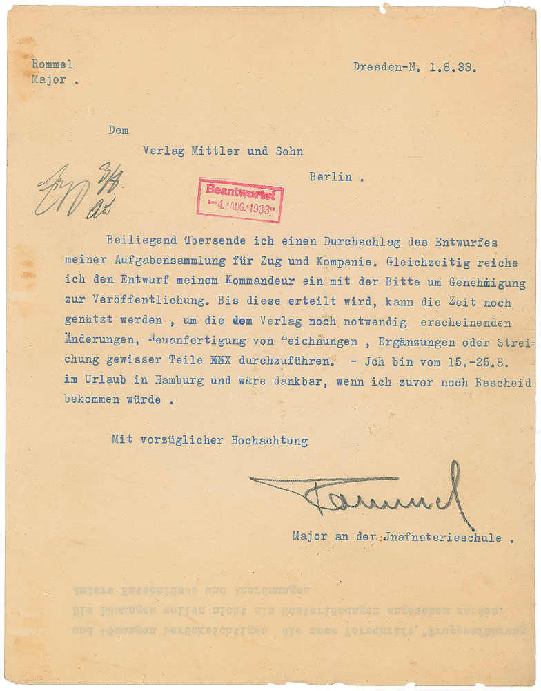 Erwin Rommel Typed Letter Signed | RR Auction