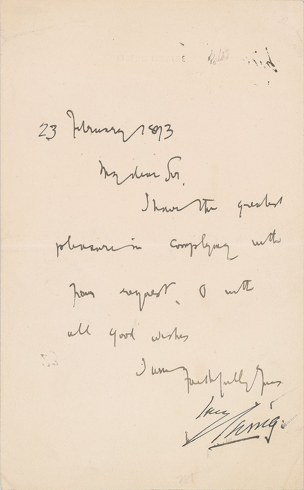 Bram Stoker and Henry Irving Signed Letter | RR Auction