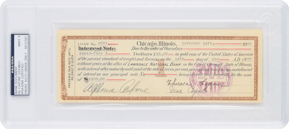 Al Capone Twice-Signed Document | RR Auction