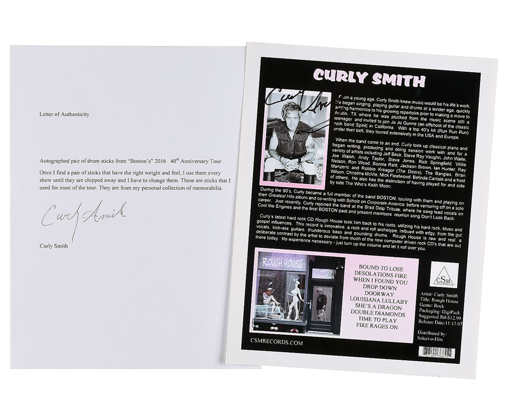 Boston: Curly Smith's Stage-Used Drum Sticks | RR Auction