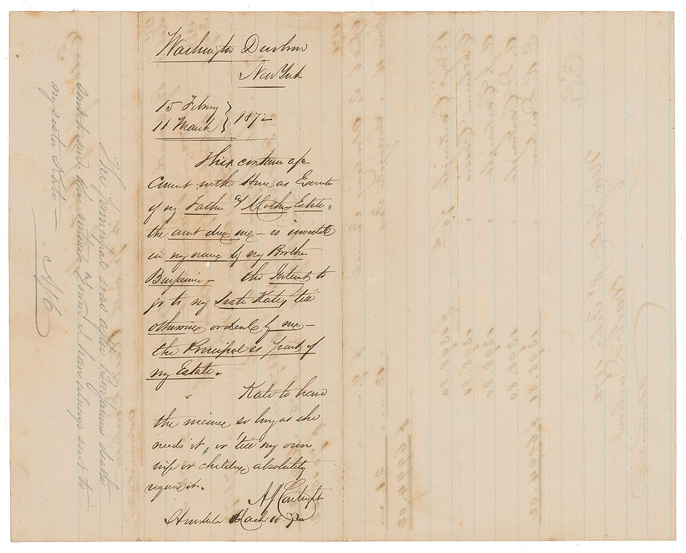 Alexander Cartwright 1872 Signed Estate Document | RR Auction