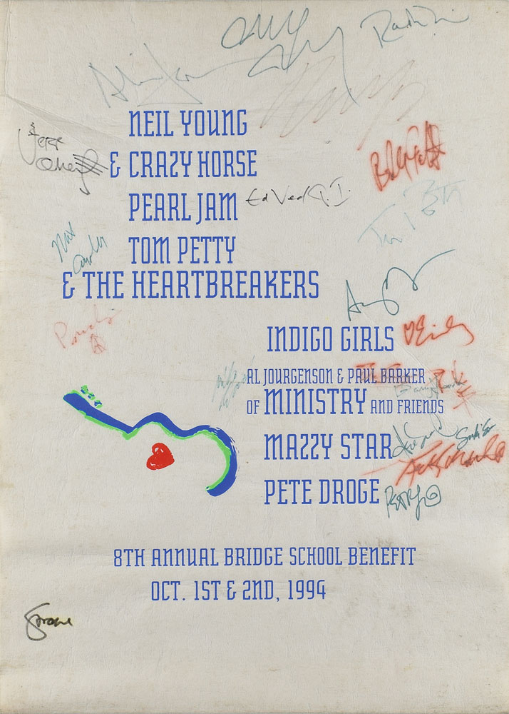 Neil Young, Tom Petty, and Pearl Jam Signed Bridge School Benefit