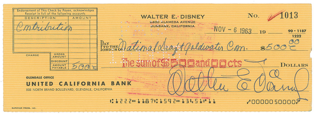 Walt Disney: Disney hopes to draft Barry Goldwater as president | RR