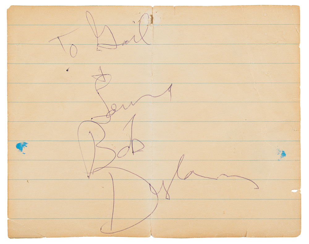Bob Dylan Signature | RR Auction