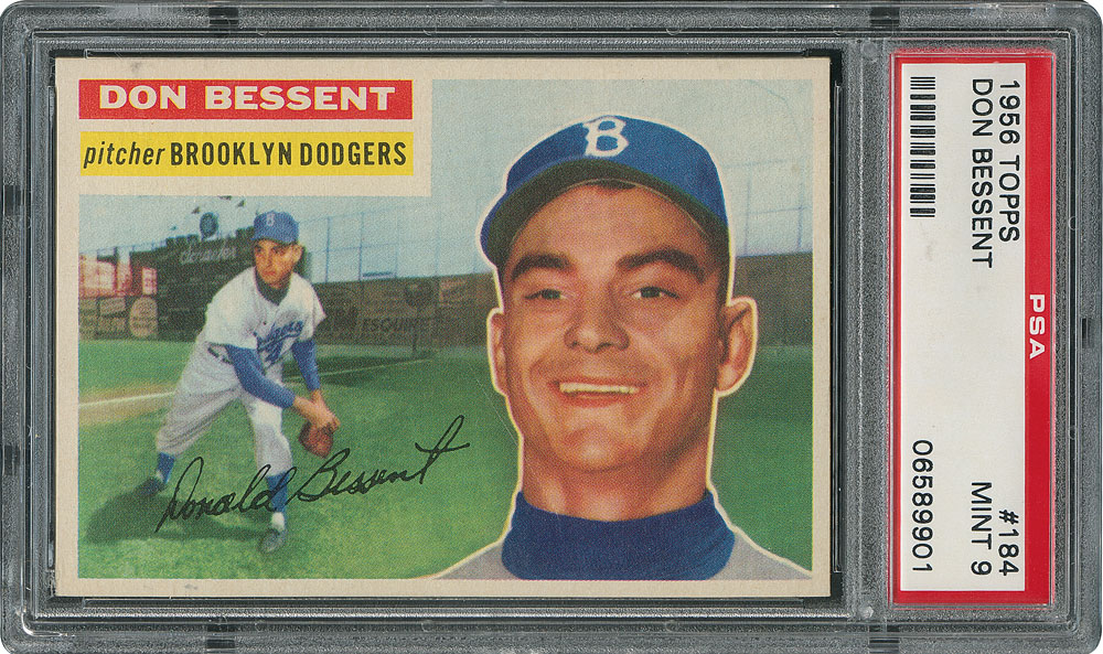 1956 Topps #184 Don Bessent - PSA MINT 9 - one Higher! | RR Auction