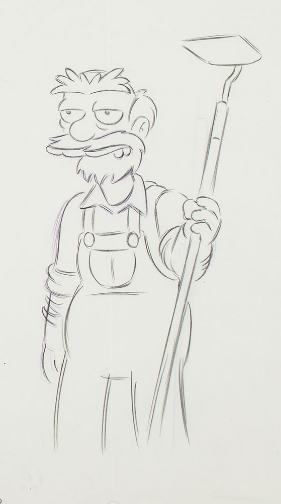 Groundskeeper Willie production drawing from The Simpsons | RR Auction